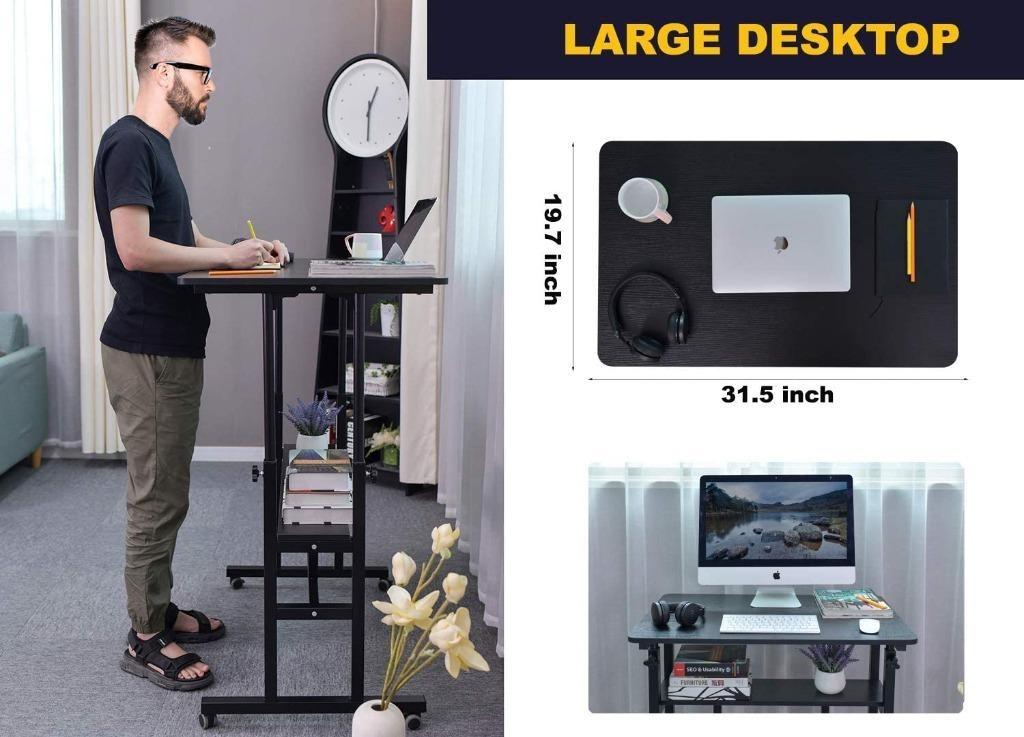 [YBR] AIZ Mobile Standing Desk, Adjustable Computer Desk Rolling Laptop ...