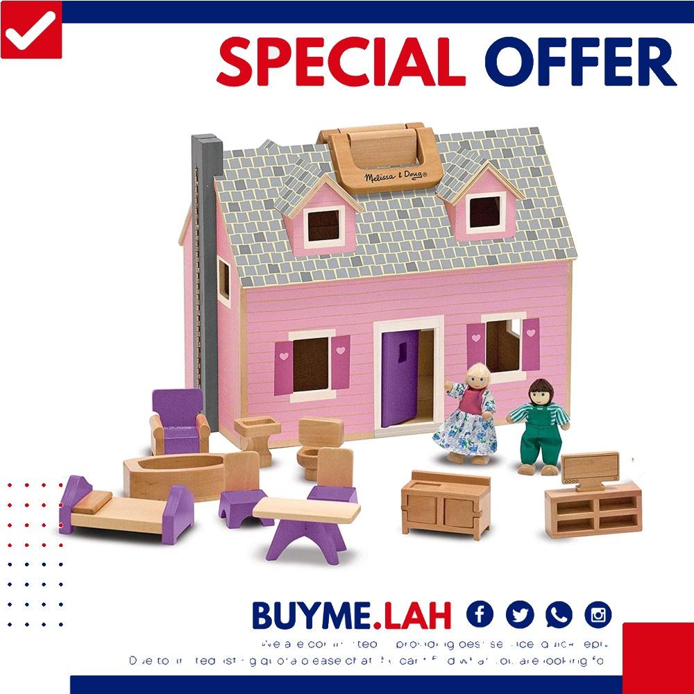 [YBR] (chk) Melissa & Doug 3701 Fold and Go Wooden Dollhouse With 2 ...