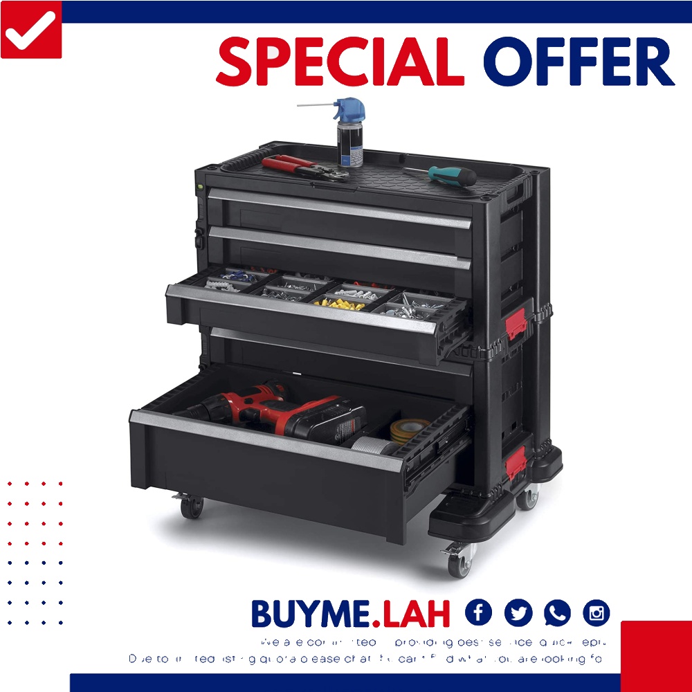 [YBR] Keter USA Rolling Tool Chest with Storage Drawers, Locking System ...