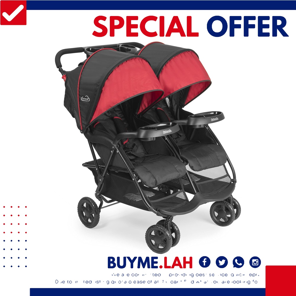 [YBR] Kolcraft Cloud Plus Lightweight Double Stroller with Reclining ...