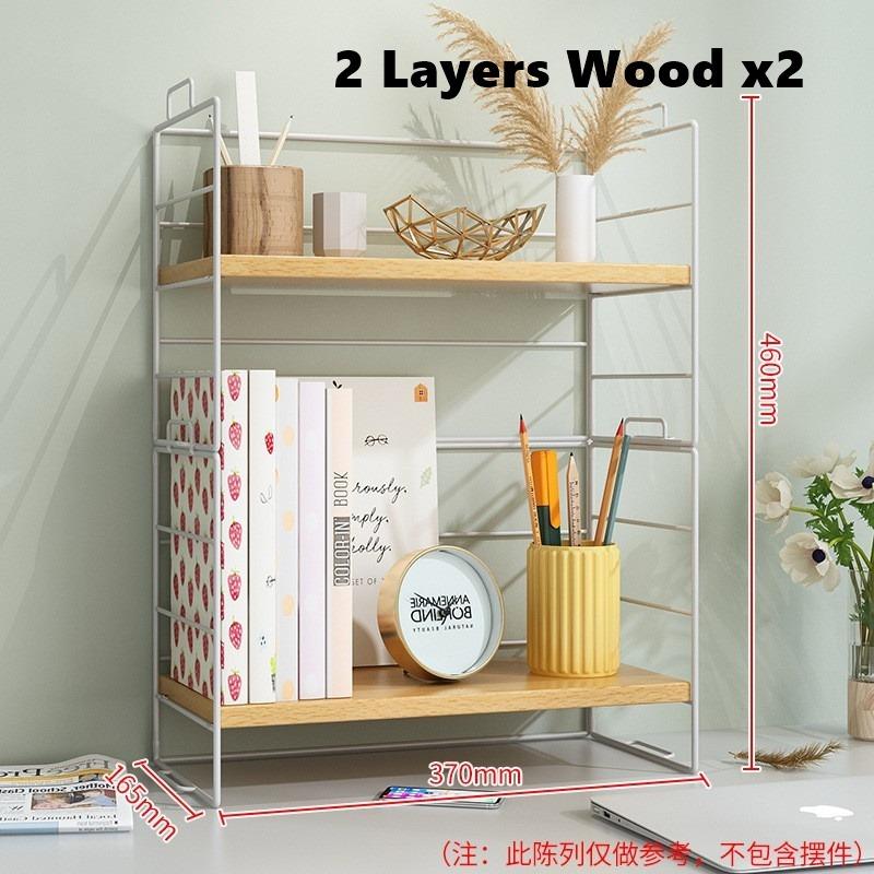 1/2/3 Tiers Desktop Shelf Organizer Adjustable Wood Display Desk Shelf ...