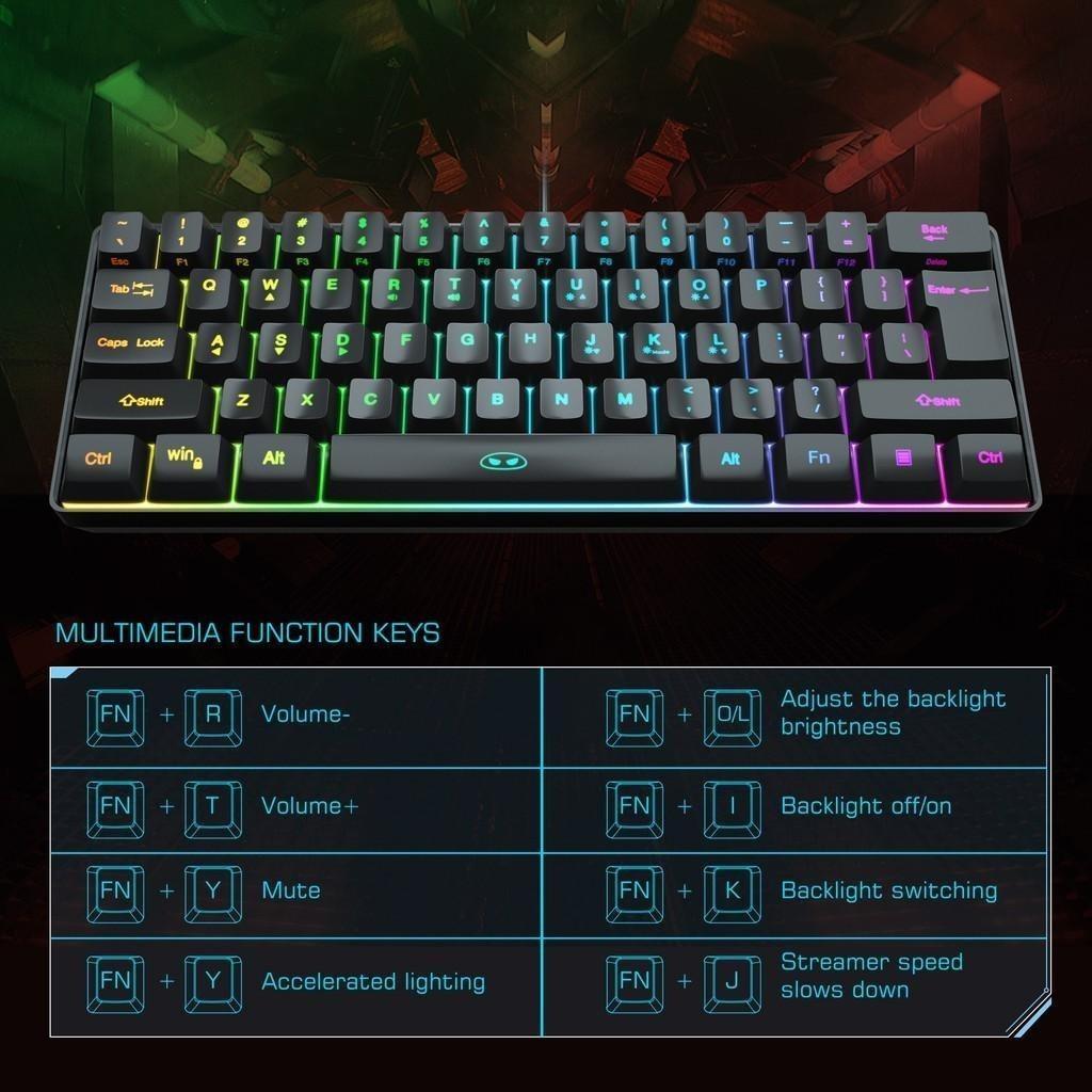 [1325] MageGee TS91 60% Compact Wired Keyboard 61 Keys RGB Gaming ...