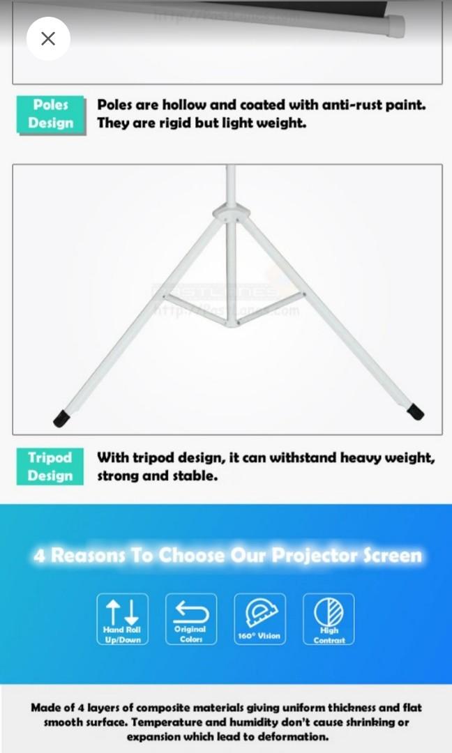 72 inch projector screen, TV & Home Appliances, TV & Entertainment ...