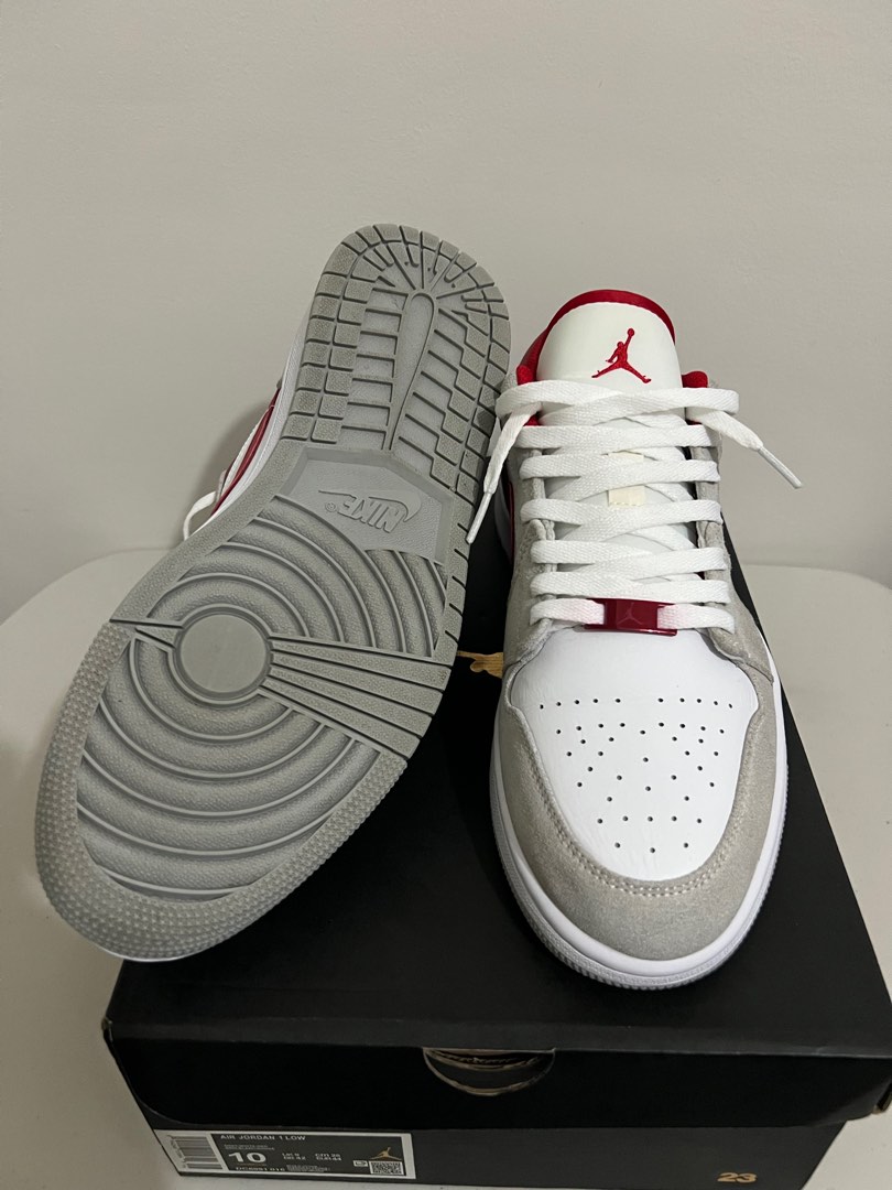 Jordan 1 Low - Grey/Red, Men's Fashion, Footwear, Sneakers on Carousell