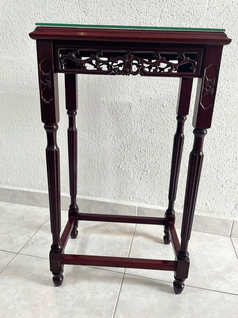 Antique Rosewood Engraved Side Table, Furniture & Home Living ...