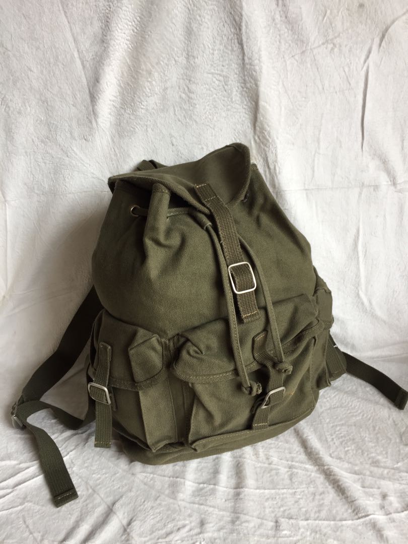 Army Green Backpack Med-Large Size, Men's Fashion, Bags, Backpacks on ...