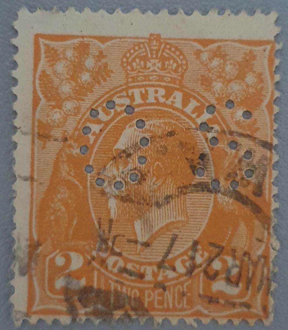 Australia KGV 2p with OS perfins (qc), Hobbies & Toys, Memorabilia ...