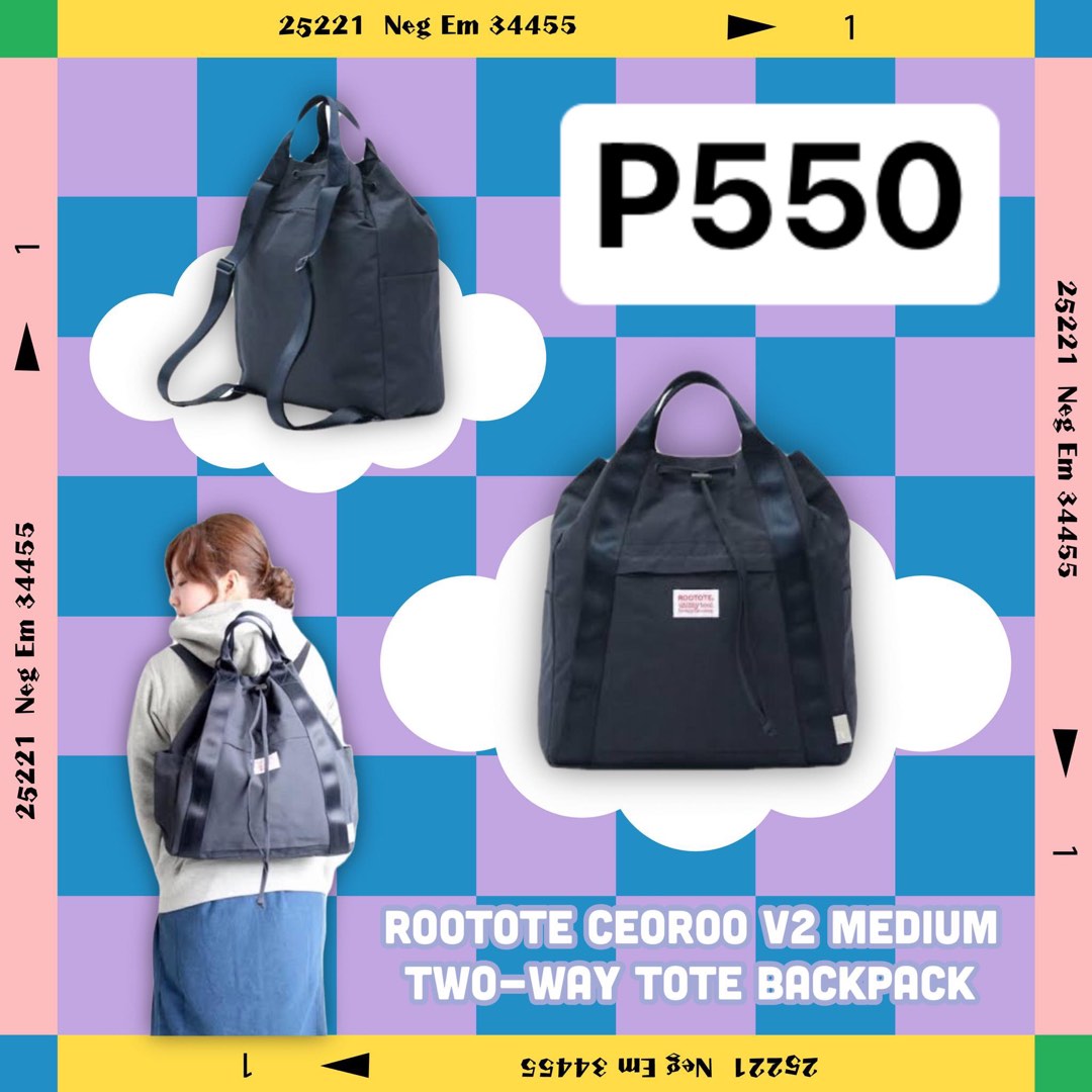 Authentic Rootote Ceoroo V2 Medium Two-Way Tote Backpack, Women's Fashion, Bags & Wallets ...