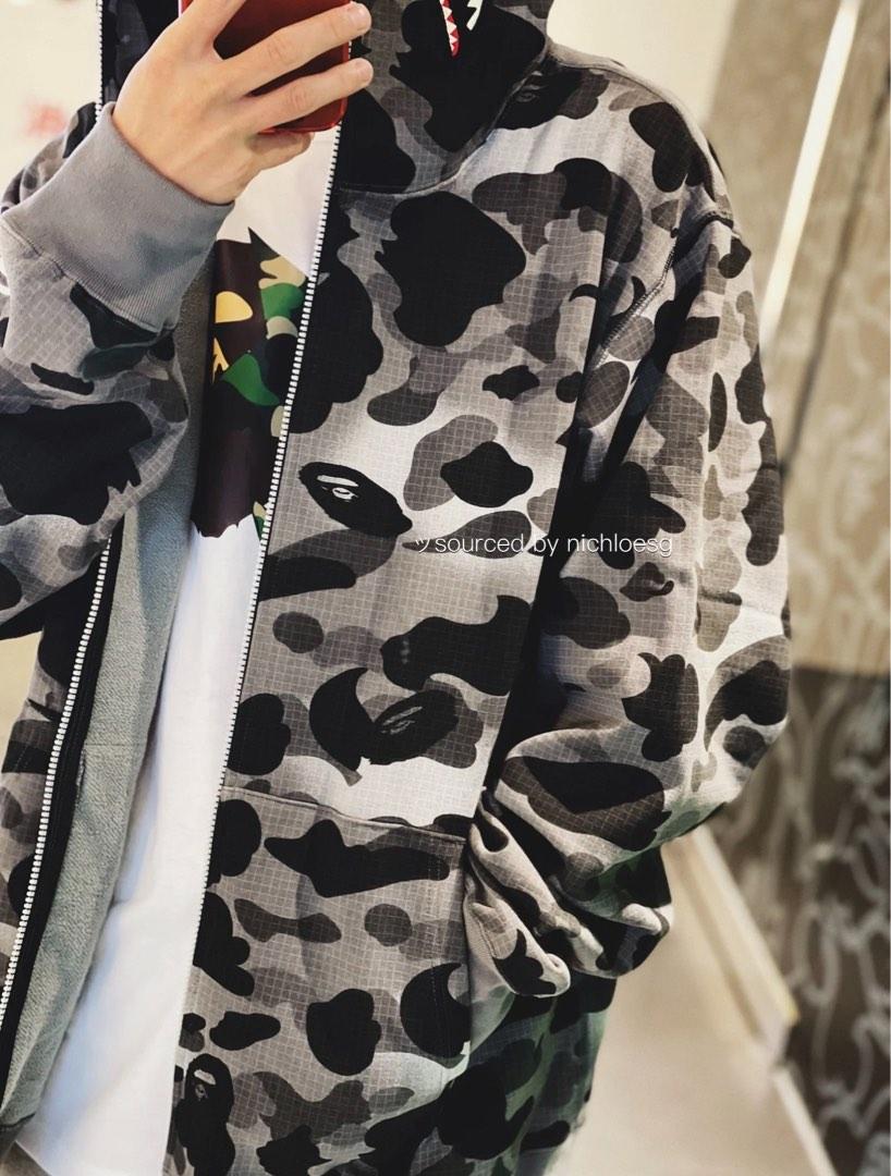 BAPE GRID CAMO SHARK FULL ZIP HOODIE, Men's Fashion, Tops & Sets ...