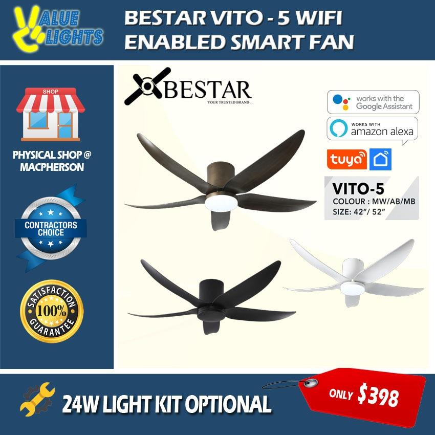 Bestar VITO-5 Wifi Enabled Smart DC Ceiling Fan Hugger Fan for Low ...