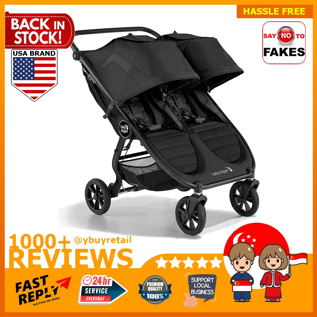 [BML] Baby Jogger City Mini GT2 Double Stroller (Carbon) twin 2 baby ...