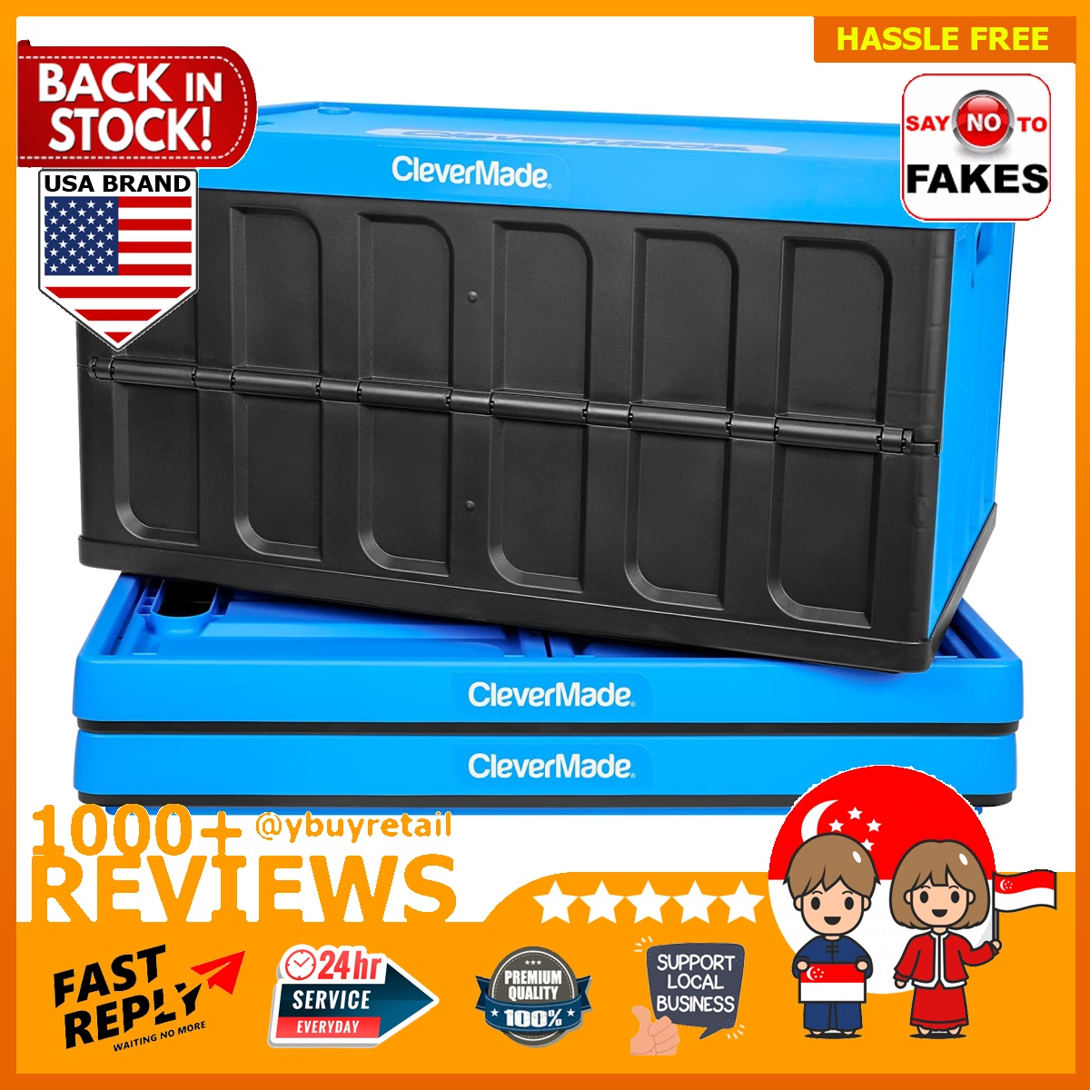 [BML] (chk) THREE 3x CleverMade 46 Liter Collapsible Foldable Storage ...