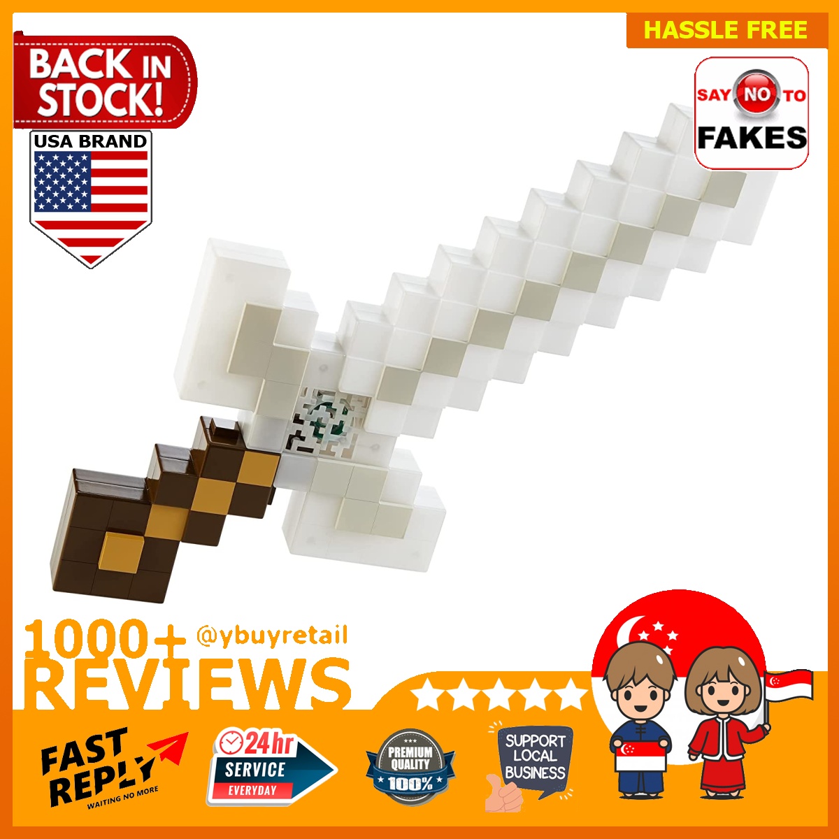 [BML] ThinkGeek Minecraft Diamond Axe // Enchanted Sword // Light-Up ...
