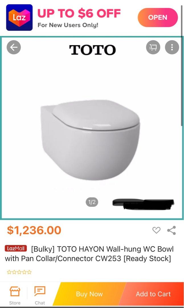 (BRAND NEW) Toto CW253 “Hayon” wall-hung WC toilet bowl, Furniture & Home Living, Bathroom ...