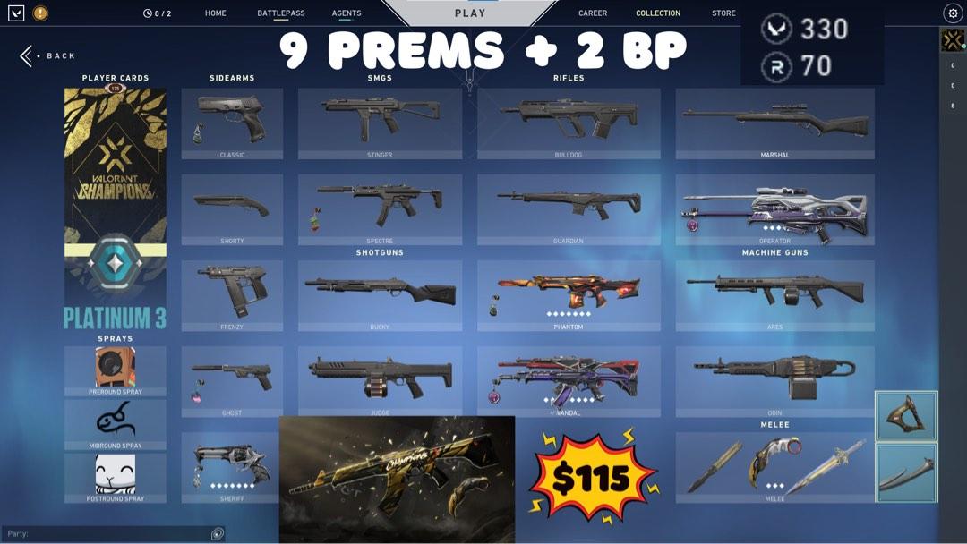 CHEAPEST CHAMPIONS KARAMBIT 9 PREMIUM SKINS VALORANT ACCOUNT WTS, Video ...