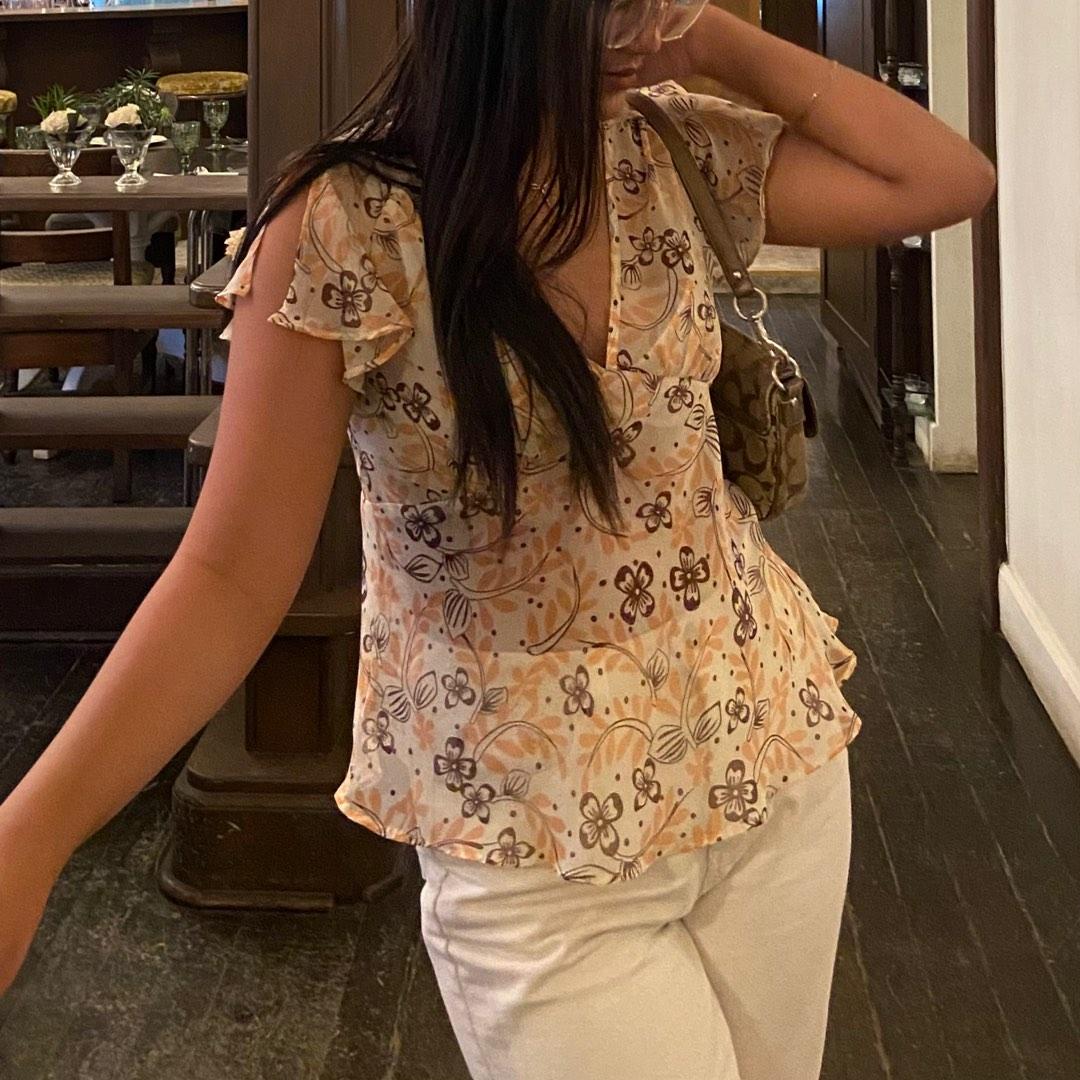COQUETTE sheer top, Women's Fashion, Tops, Blouses on Carousell