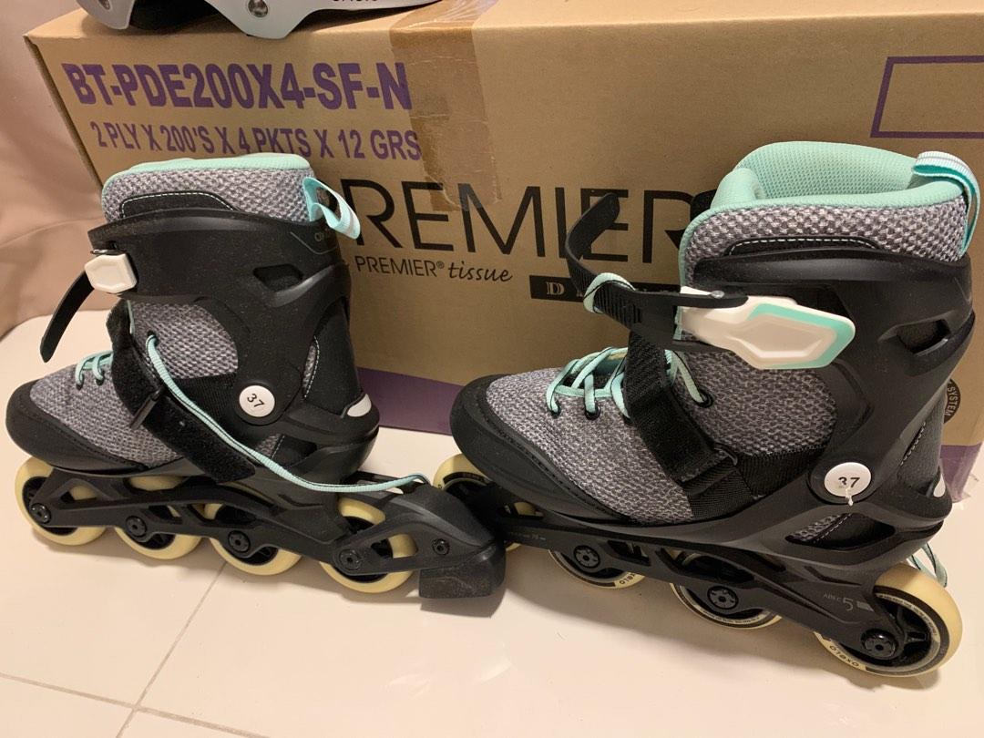 Decathlon Roller Skates set, Women's: Oxelo FIT100 with MF500 helmet ...