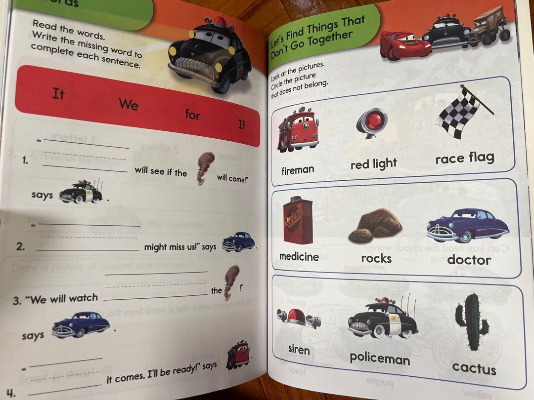 Disney CARS Mcqueen Sight words and vocabulary, 興趣及遊戲, 書本 & 文具, 小朋友書 ...