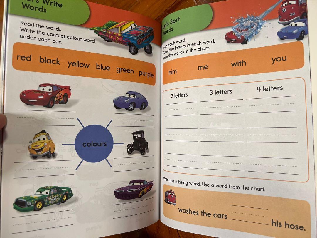 Disney CARS Mcqueen Sight words and vocabulary, 興趣及遊戲, 書本 & 文具, 小朋友書 ...