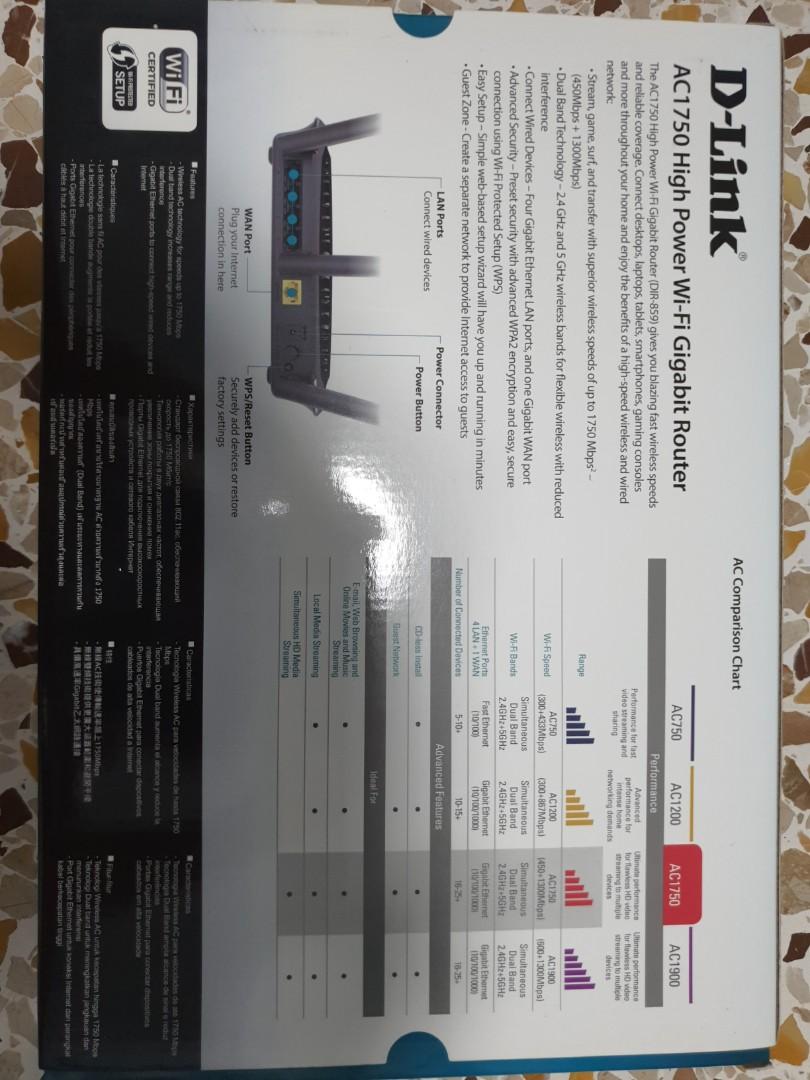 D-Link AC1750 High Power Wifi Gigabit Router, Computers & Tech, Parts ...