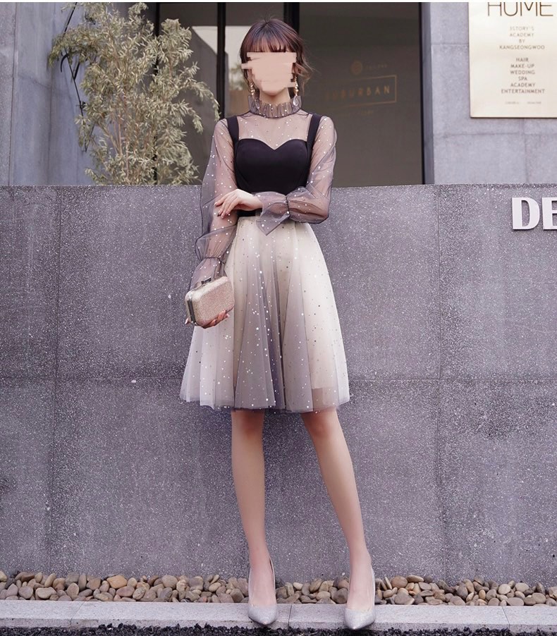 Evening dress glitter black / white starry night, Women's Fashion, Dresses & Sets, Evening ...