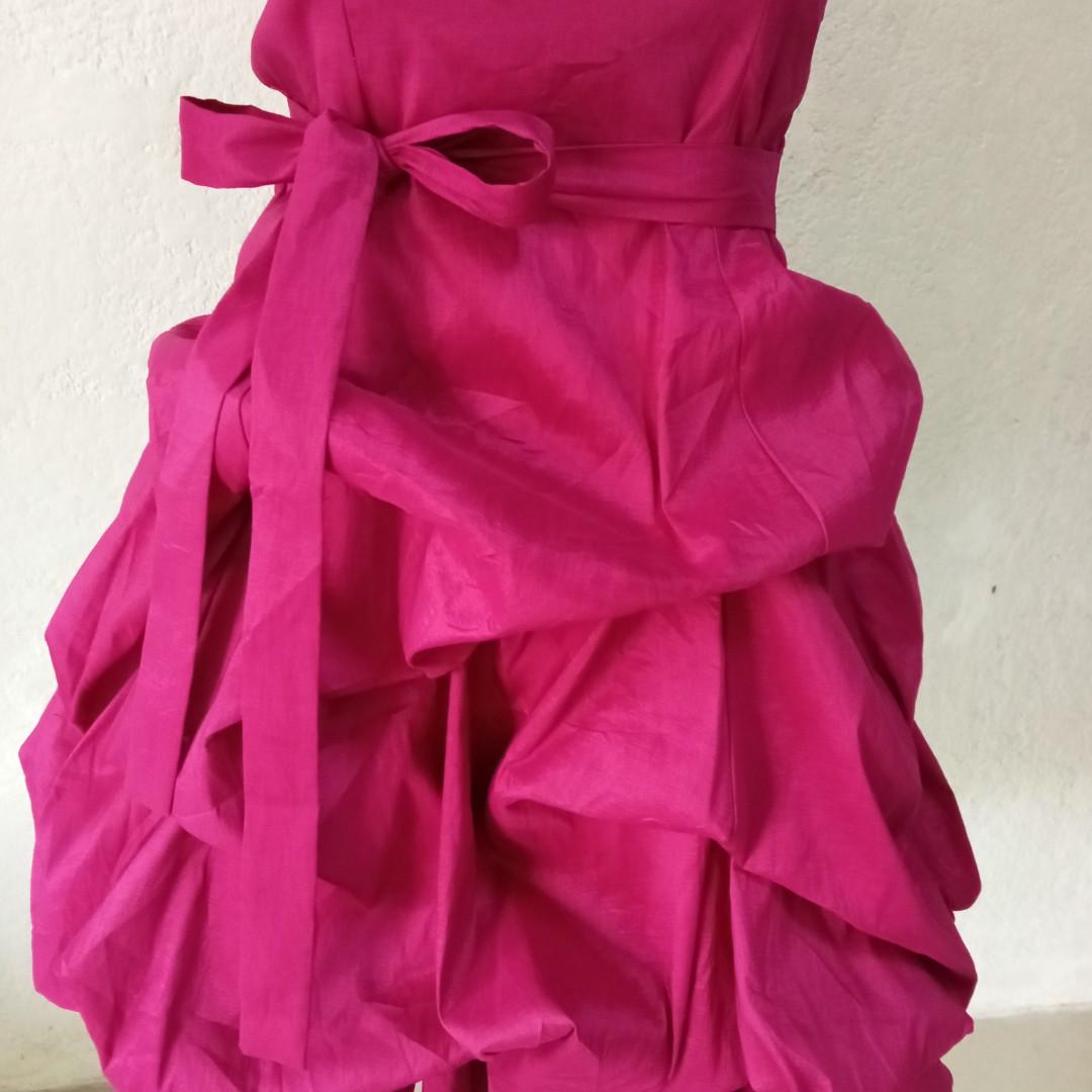 Fuchsia dress barbie dress textured dress volume dress draped dress ...