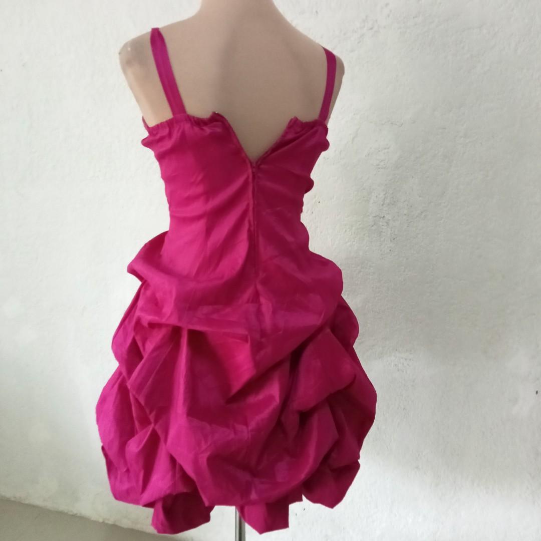 Fuchsia dress barbie dress textured dress volume dress draped dress ...