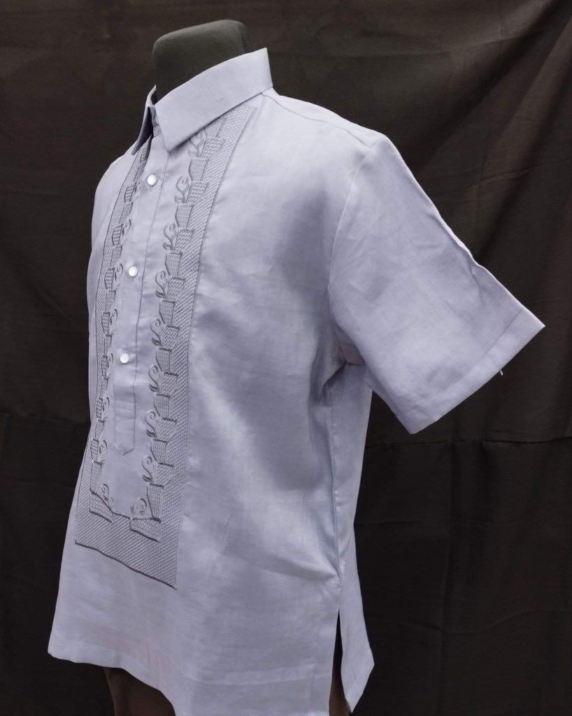 Gusot Mayaman POLO BARONG Blue Gray, Men's Fashion, Tops & Sets, Formal ...