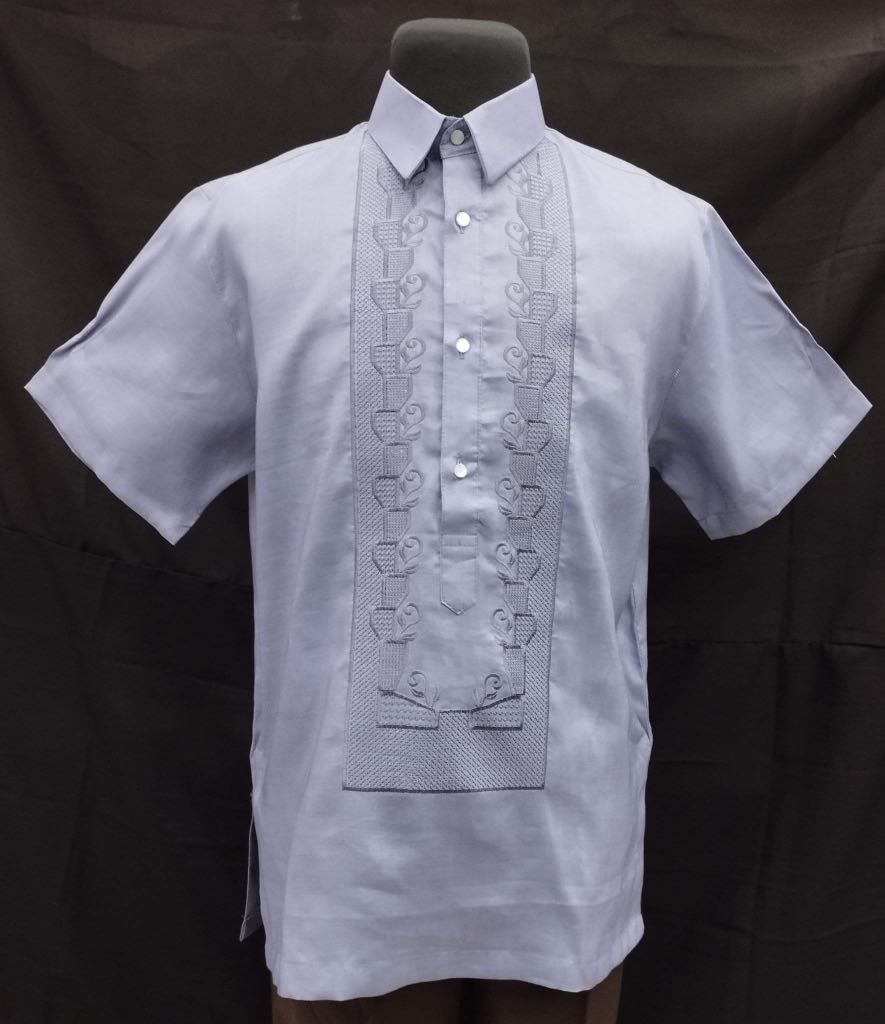 Gusot Mayaman POLO BARONG Blue Gray, Men's Fashion, Tops & Sets, Formal ...