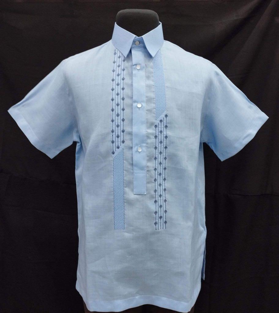 Gusot Mayaman POLO BARONG Sky Blue , Men's Fashion, Tops & Sets, Formal ...