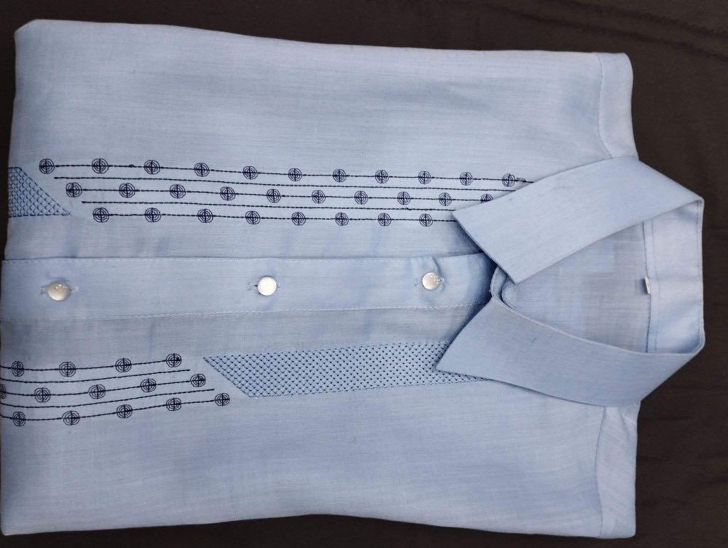 Gusot Mayaman POLO BARONG Sky Blue , Men's Fashion, Tops & Sets, Formal ...