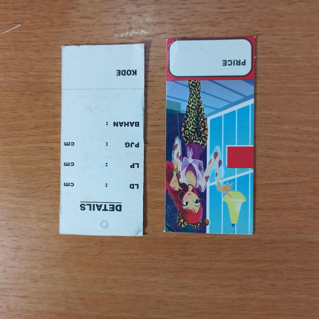 Hang tag baju label harga baju gantungan harga baju, Buku & Alat Tulis ...