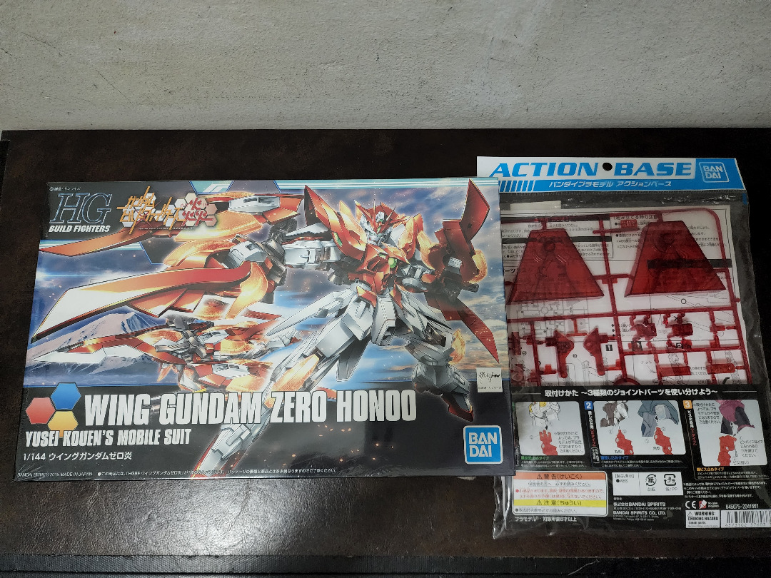 HGBF Wing Gundam Zero Honoo with Action Base, Hobbies & Toys, Toys ...