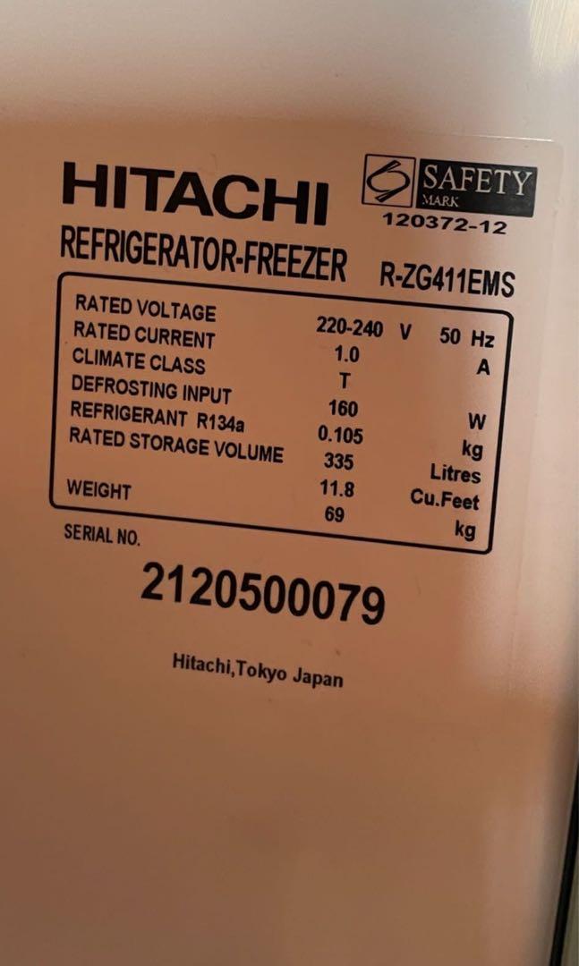 Hitachi fridge freezer 2 door 335 litres, TV & Home Appliances, Kitchen ...