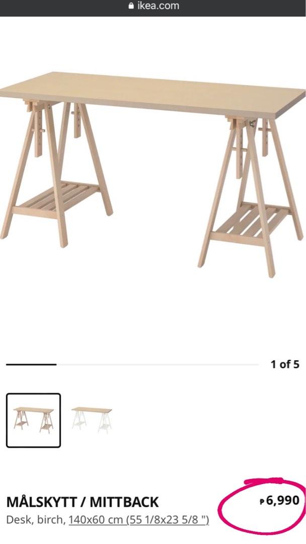 IKEA Birch Wood Muji Style Height Adjustable Study Table (Malskytt and ...