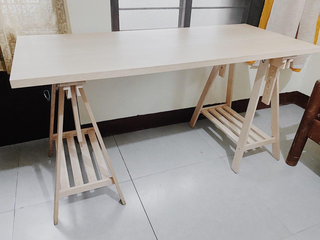 IKEA Birch Wood Muji Style Height Adjustable Study Table (Malskytt and ...