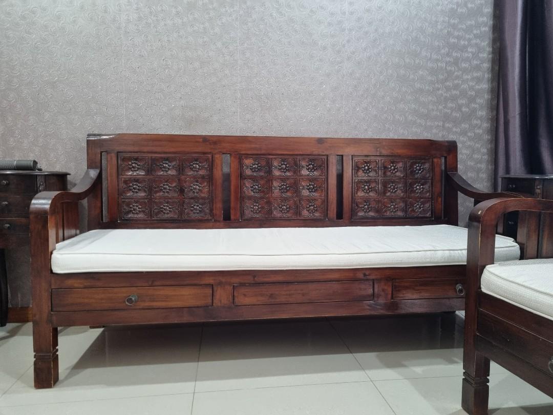 Indonesia Teak wood sofa - 5 seater, Furniture & Home Living, Furniture ...