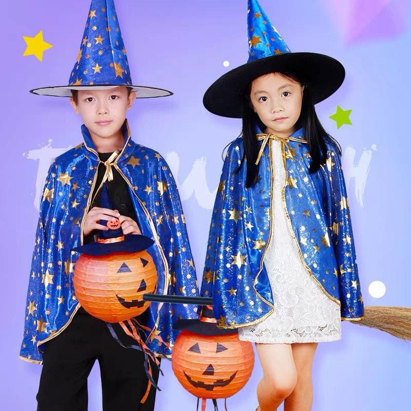 Kids Wizard Party Costume Cloak Cape Cosplay Witch Halloween Children ...