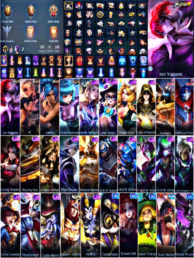 KOF Chou x KOF Gusion x Optimus Prime Mobile Legends Account (Many ...