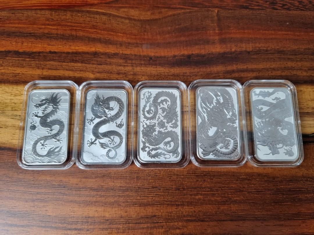 Perth Mint Silver Dragon Bar 2018-2022 Set, Hobbies & Toys, Memorabilia ...