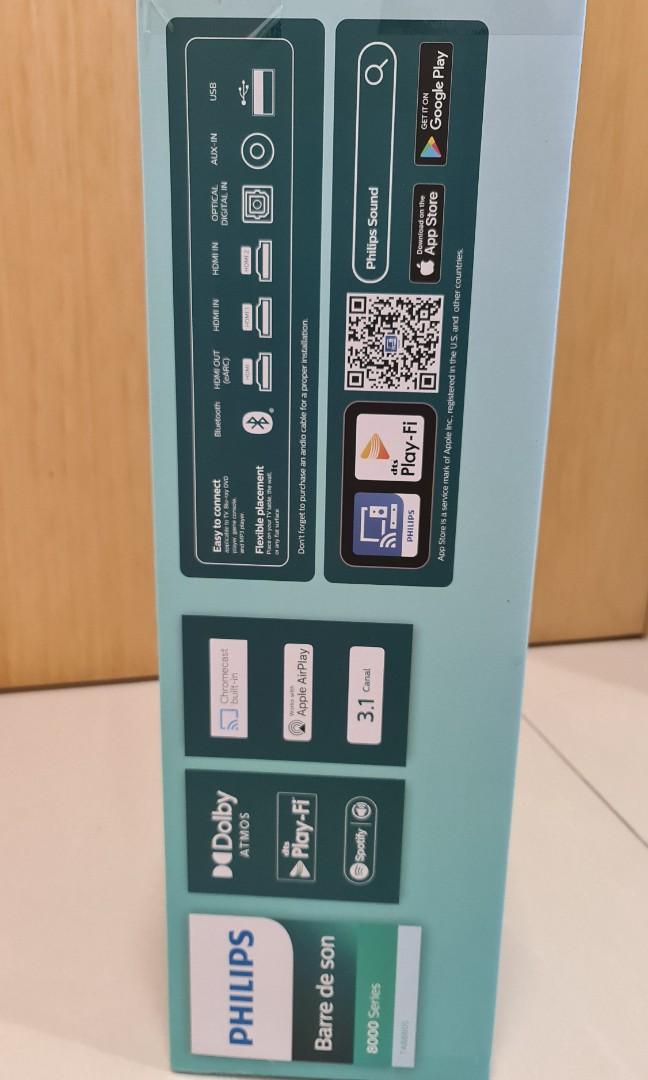 Philip sound bar 8000 series 3.1 channel TAB8805/10, TV & Home ...