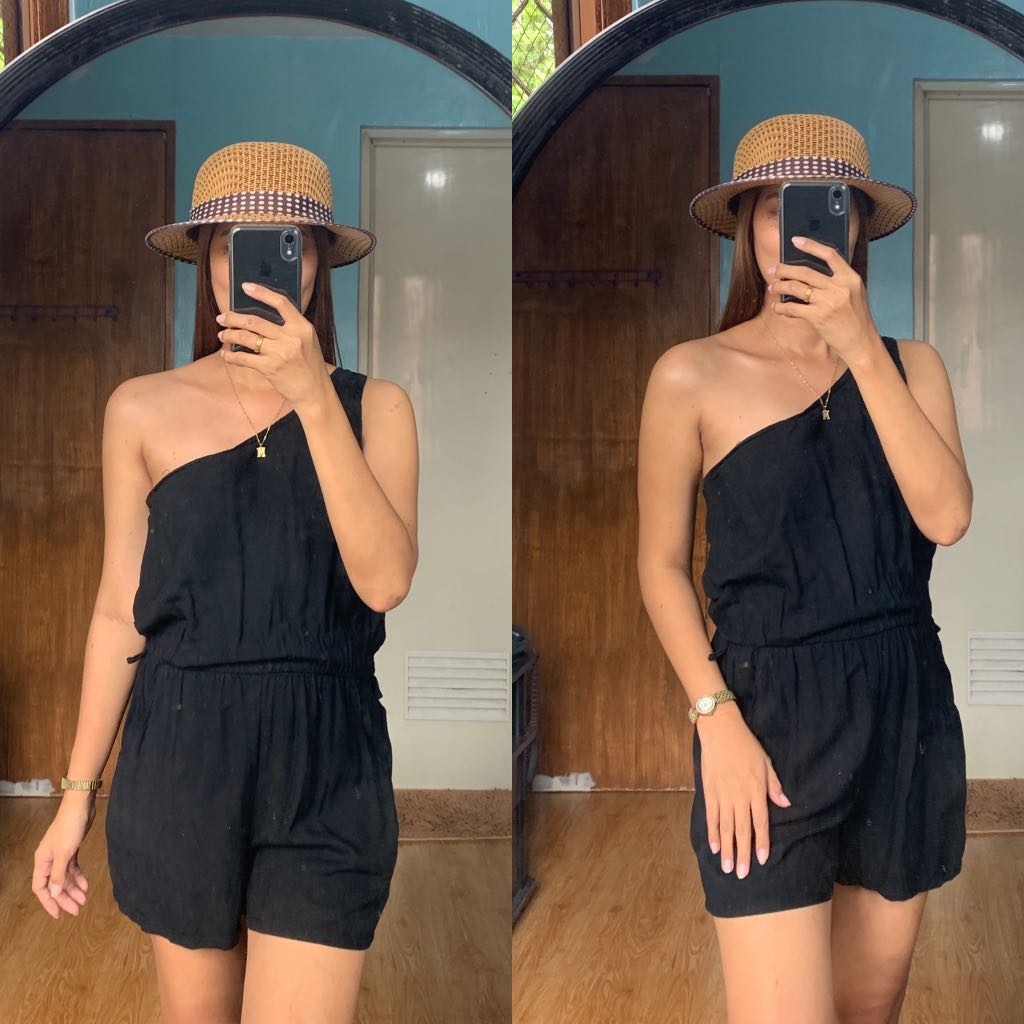 Plain Black Venus Cut Romper, Women's Fashion, Dresses & Sets, Rompers ...