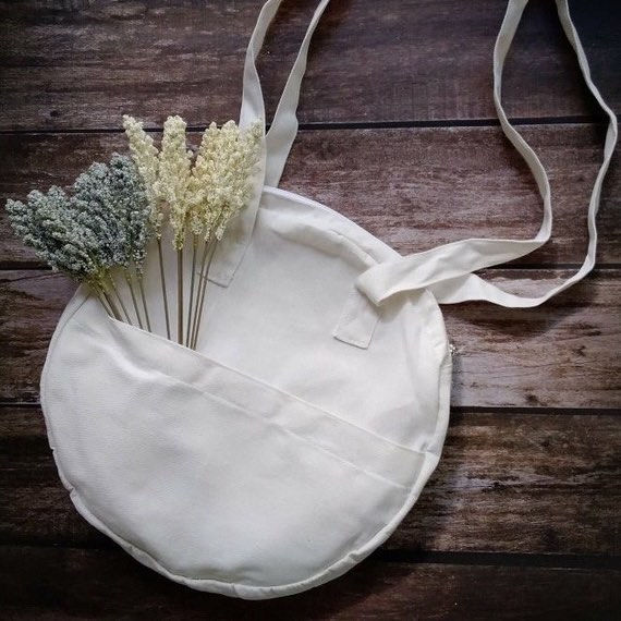 Round Canvas Tote Bag, Women's Fashion, Bags & Wallets, Tote Bags on ...