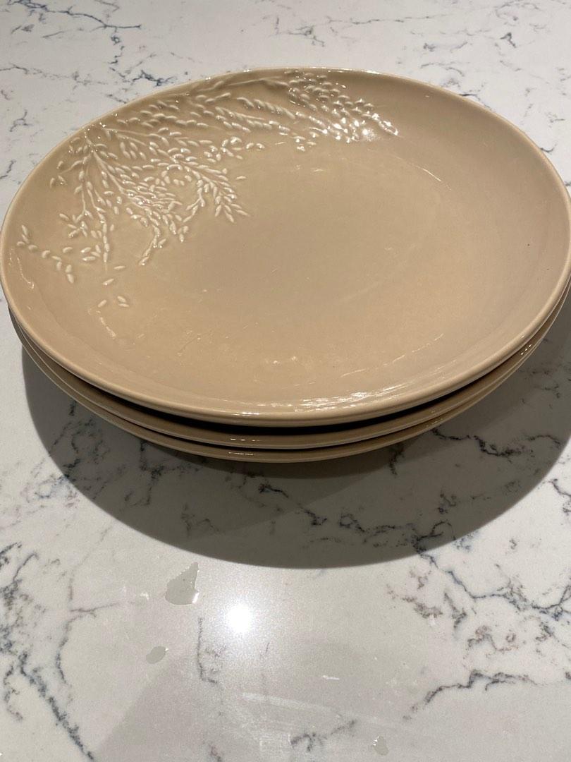 Set of 3 Jenggala ceramic (Balinese) beige rice padi plate, Furniture ...