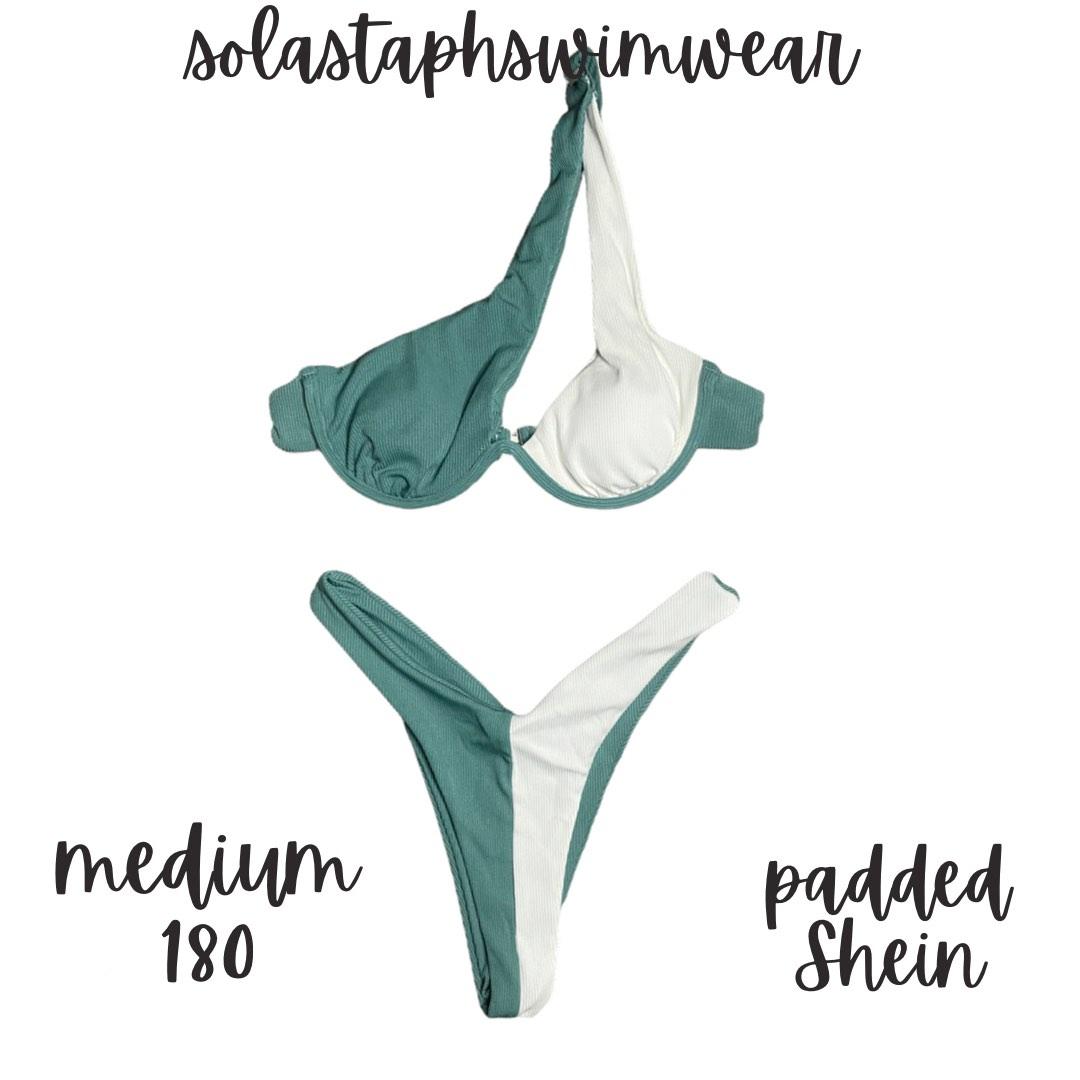 Shein Green Two Tone Bikini, Women's Fashion, Swimwear, Bikinis ...