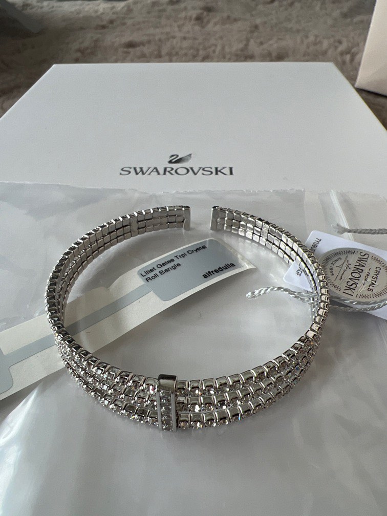 Swarovski triple crystal roll bangle, Women's Fashion, Jewelry ...
