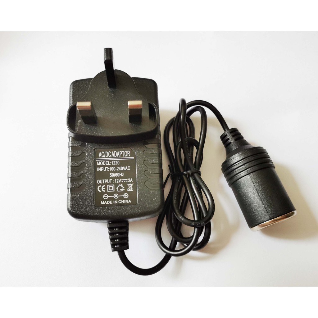 UK Plug 220V to 12V 2A Power Supplies 24W Portable Car Cigarette ...