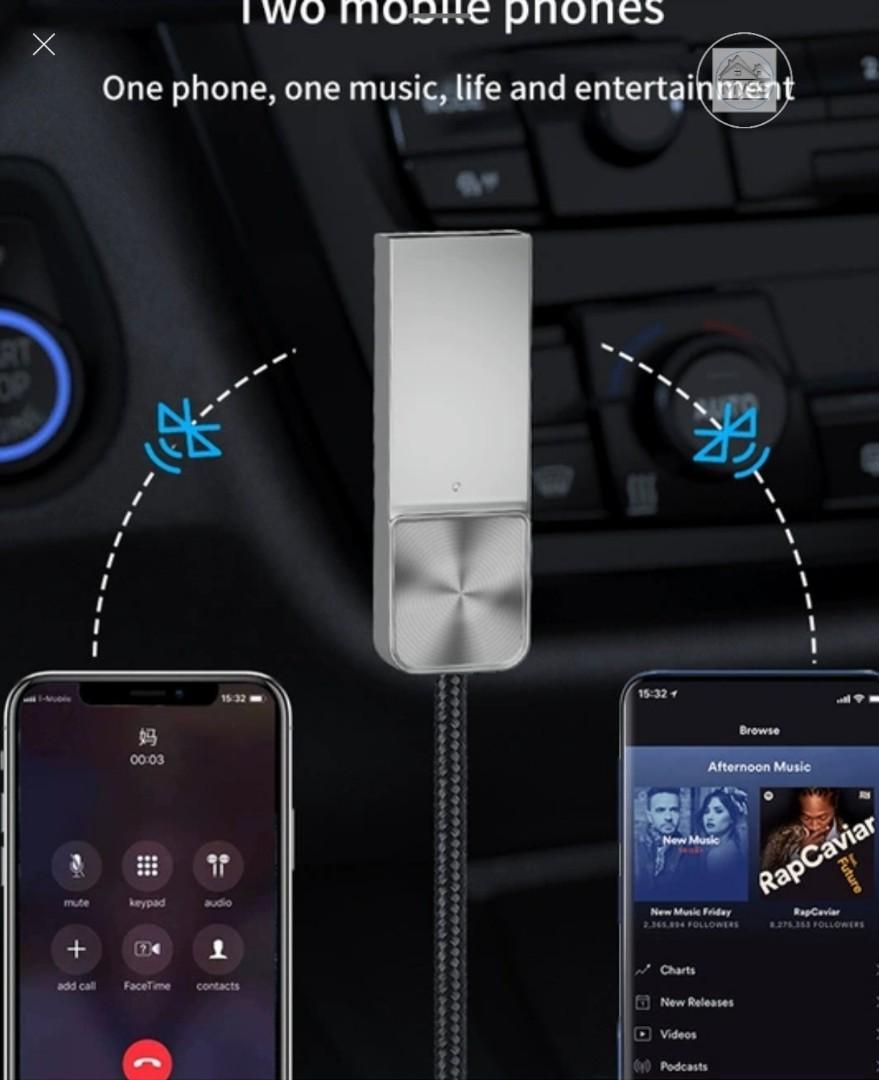 USB 5.0 Bluetooth-Compatible Aux 3.5mm Car, Speaker Stereo Audio Music ...