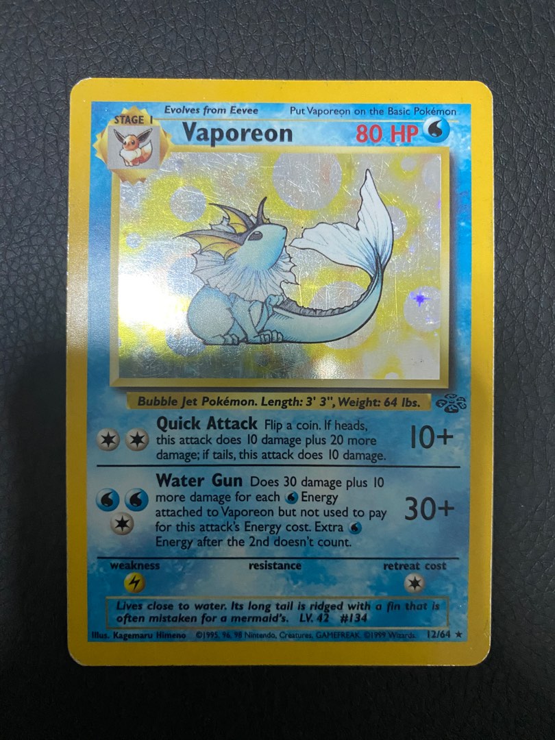 Vaporeon jungle holo vintage pokemon card tcg, Hobbies & Toys, Toys ...