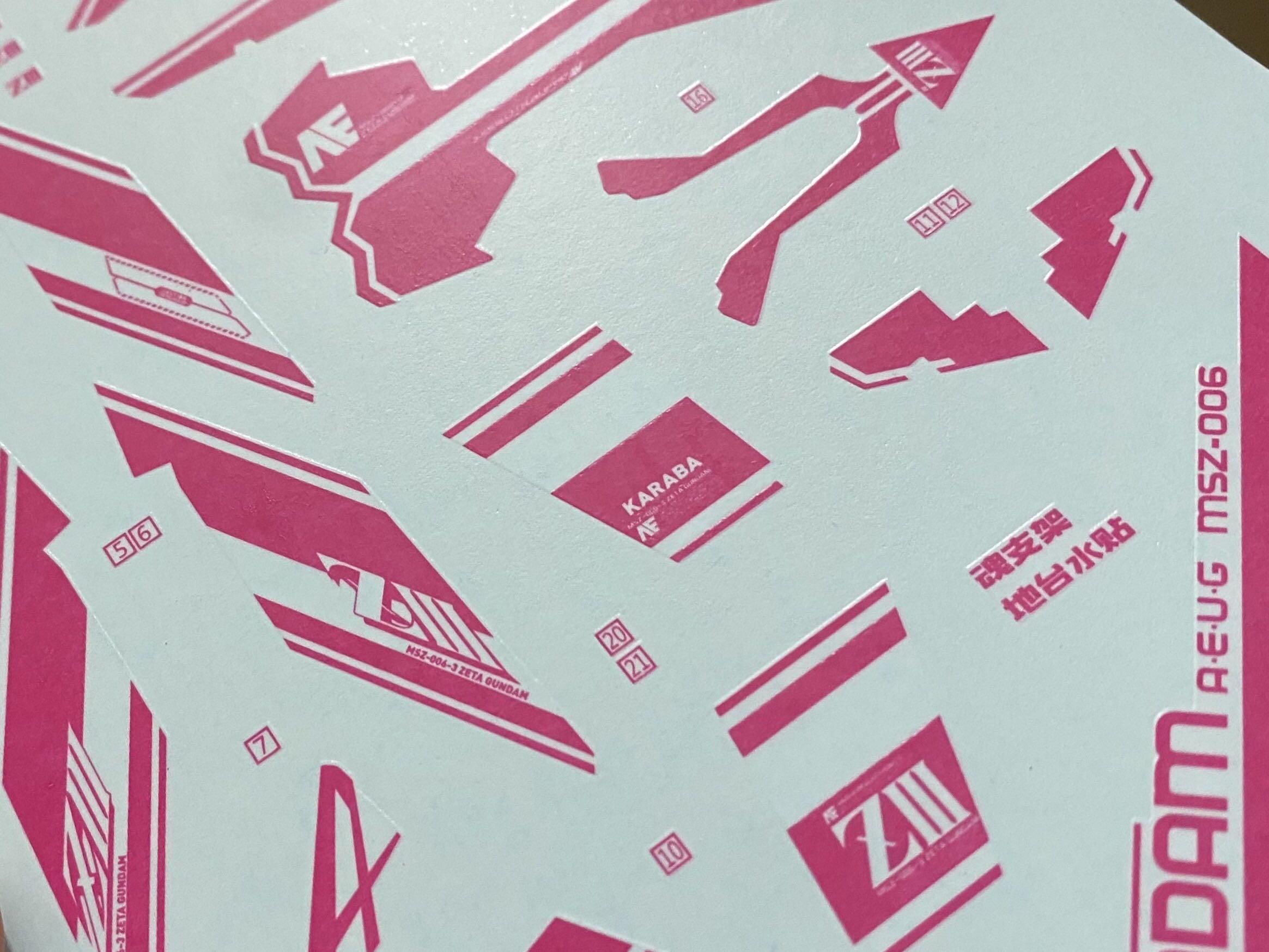 [XY] RG Zeta III Gundam Fluorescent Waterslide Decal 1/144 by Xueyan ...